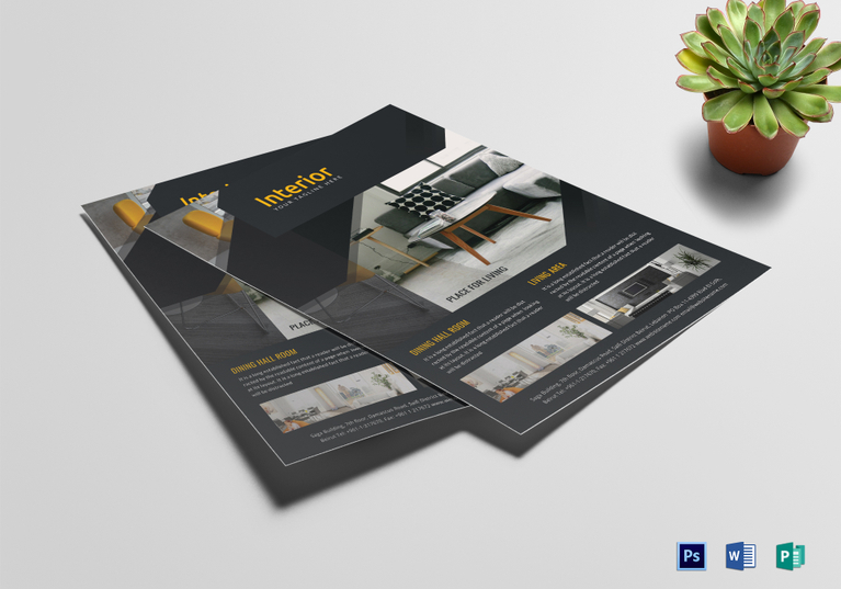 New Interior Flyer Design Template in PSD, Word, Publisher