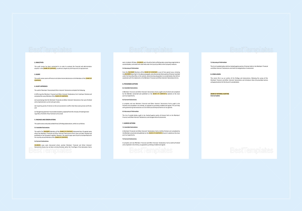 Internal Audit Memo Template in Word, Apple Pages