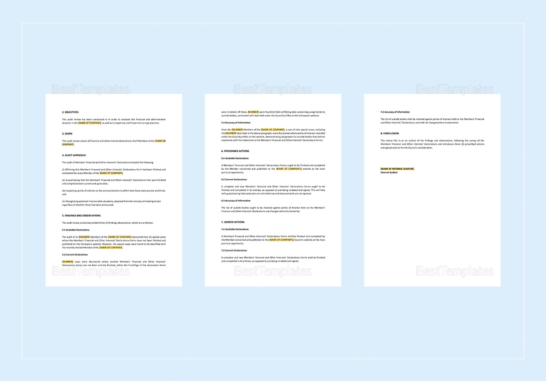 Internal Audit Memo Template in Word, Apple Pages