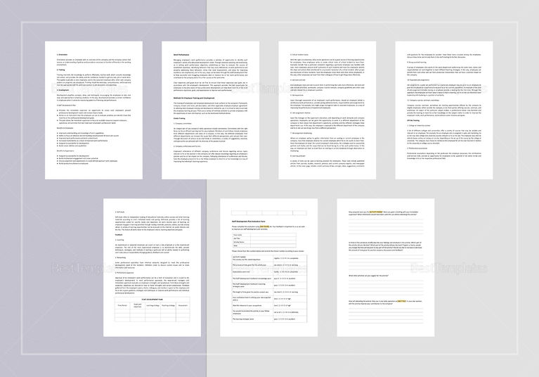 Staff Development Plan Template in Word, Apple Pages