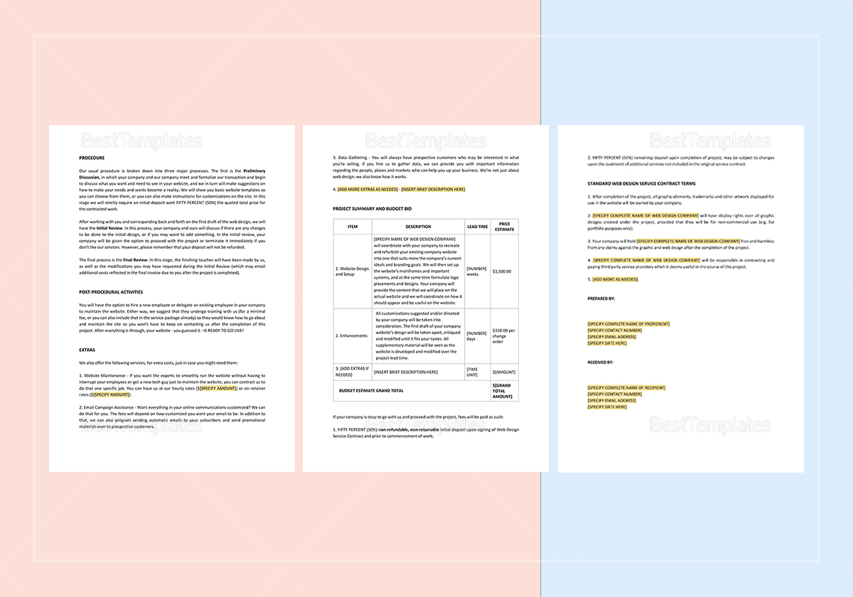 Web Design Proposal Template In Word Apple Pages