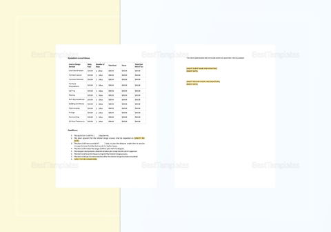 Interior Design Quotation Template in Word, Apple Pages