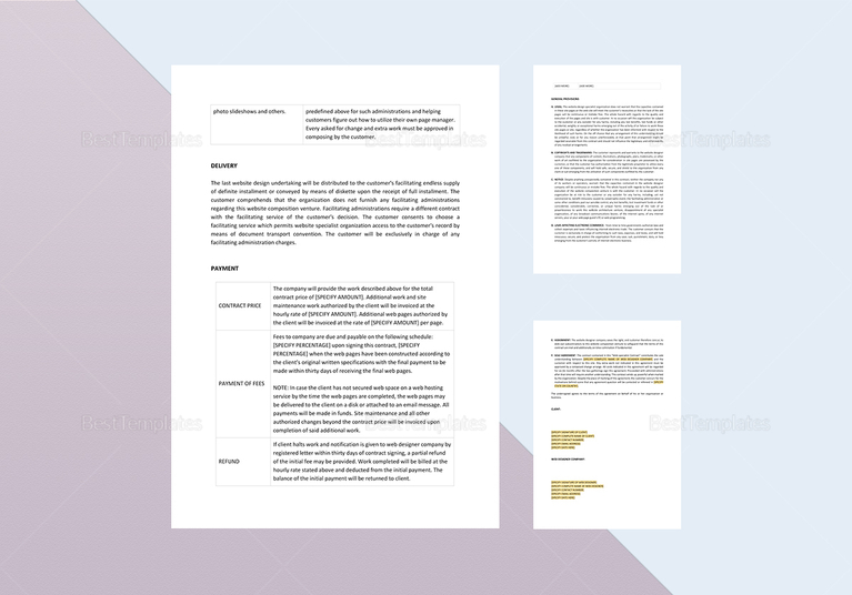 Web Designer Contract Template in Word, Apple Pages