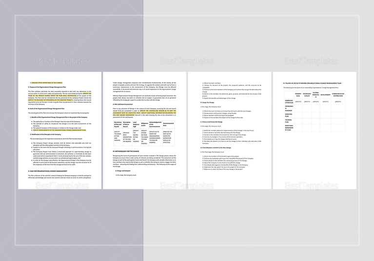 Organizational Change Management Plan Template in Word, Apple Pages