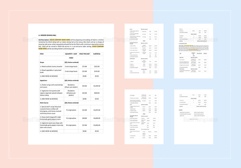 Catering Quotation Template in Word, Apple Pages