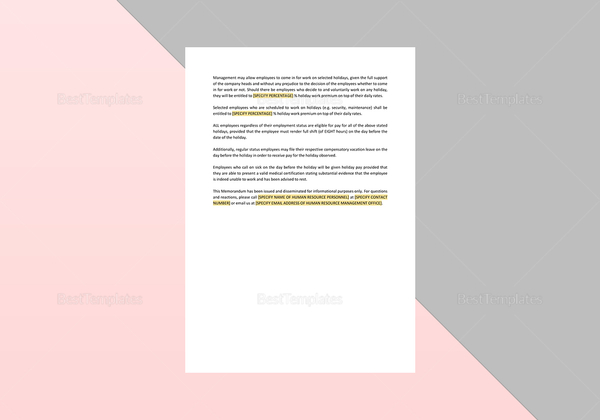 Holiday Memo Template in Word, Apple Pages