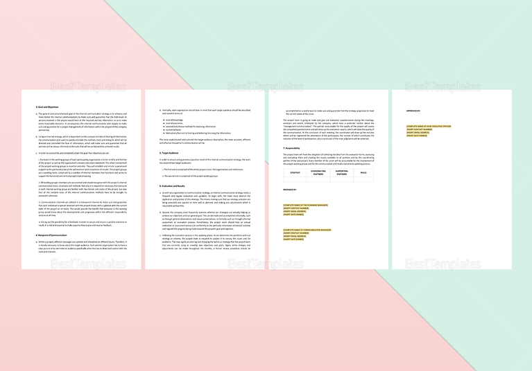 Internal Communication Plan Template in Word, Apple Pages