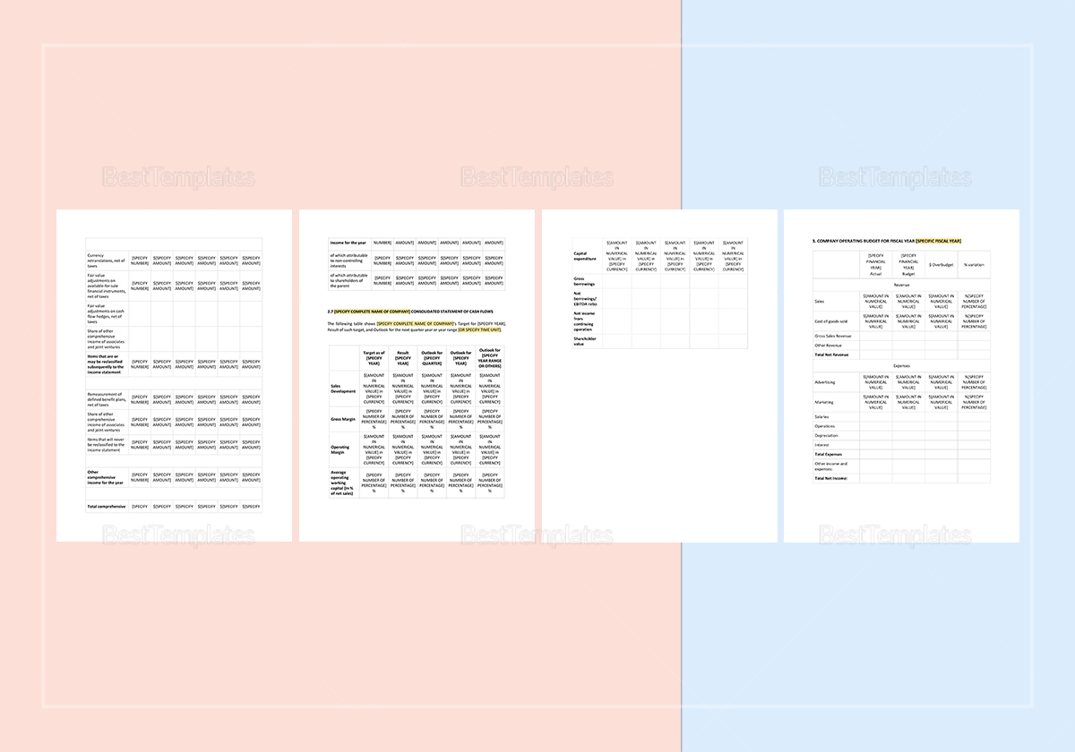 Budget Report Template in Word, Apple Pages