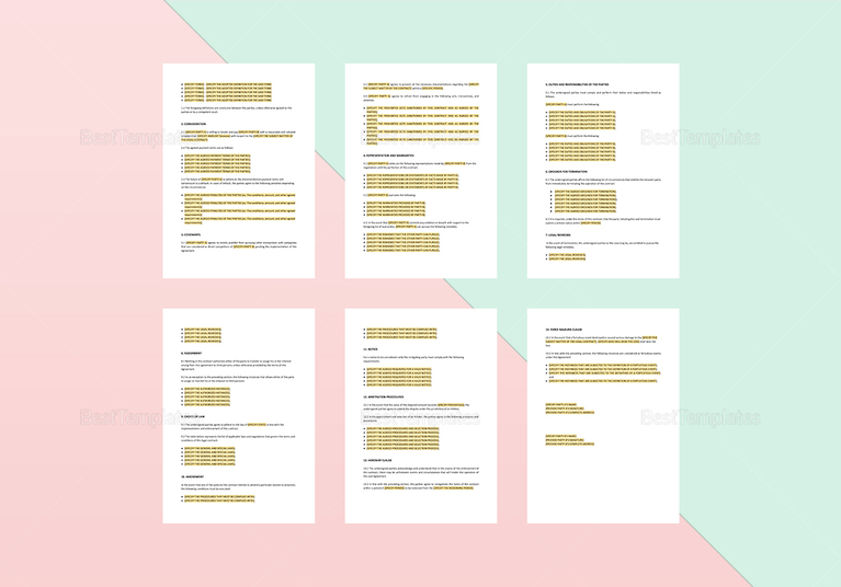 Legal Contract Template in Word, Apple Pages