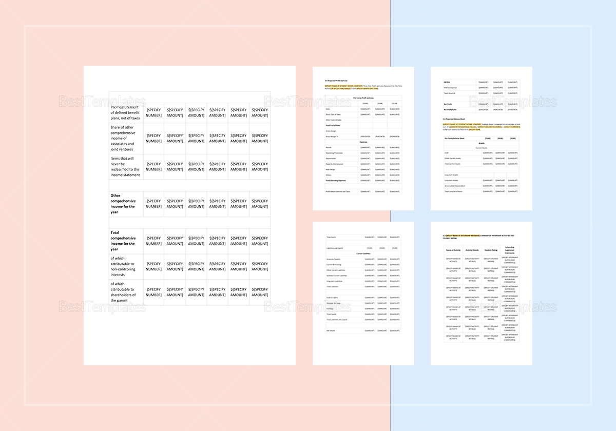 Student Internship Report Template in Word, Apple Pages