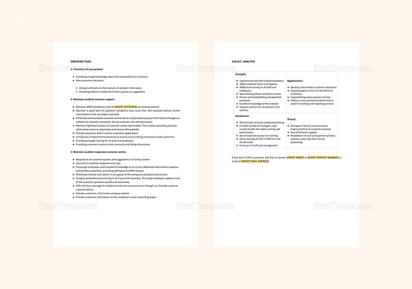 Customer Service SWOT Analysis Template in Word, Apple Pages