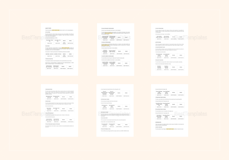 Financial Ratio Analysis Template in Word, Apple Pages