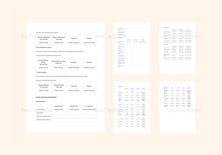 Financial Ratio Analysis Template in Word, Apple Pages