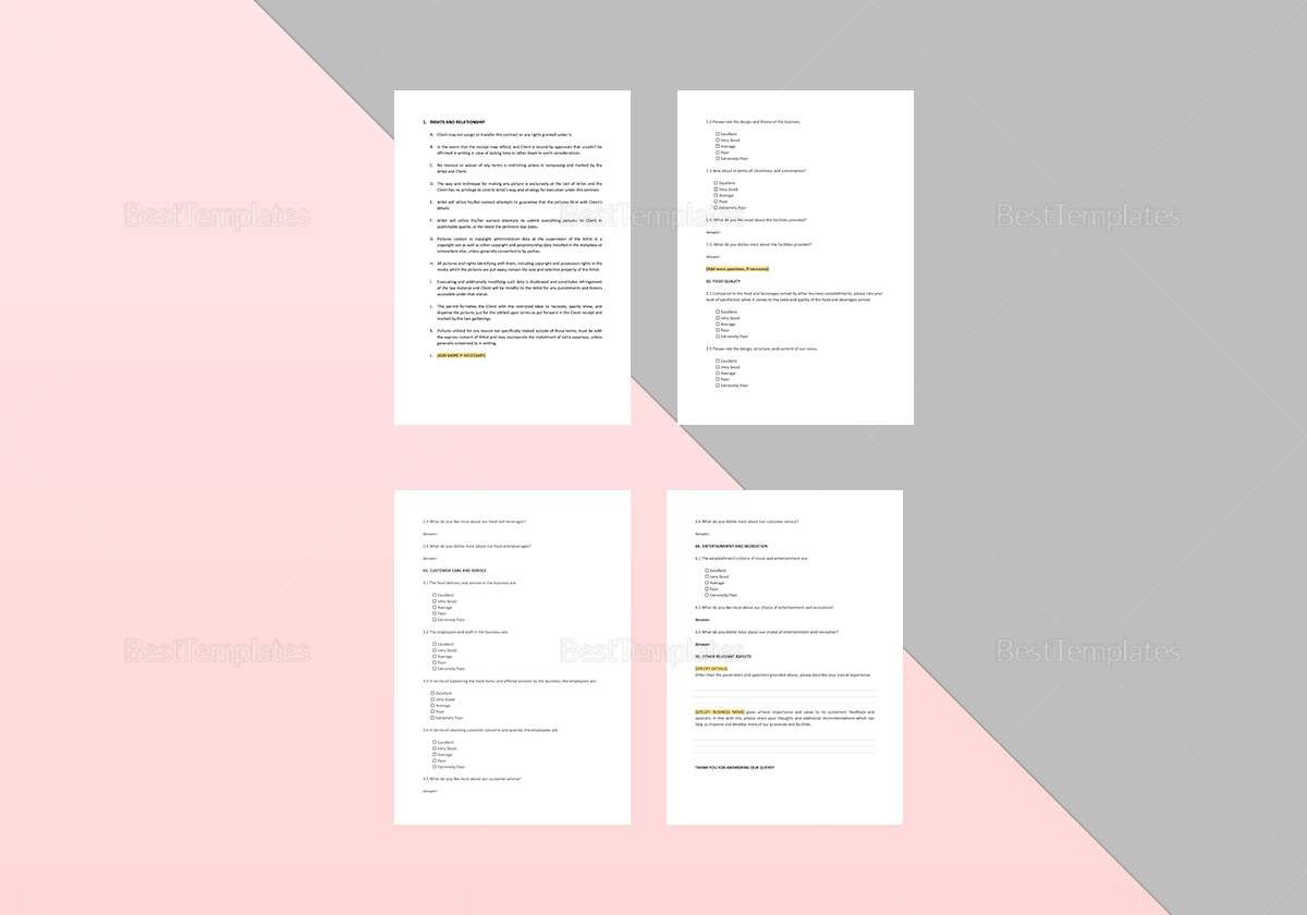 Basic Survey Template in Word, Apple Pages