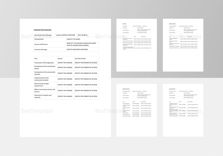 Job Hazard Analysis Template in Word, Apple Pages