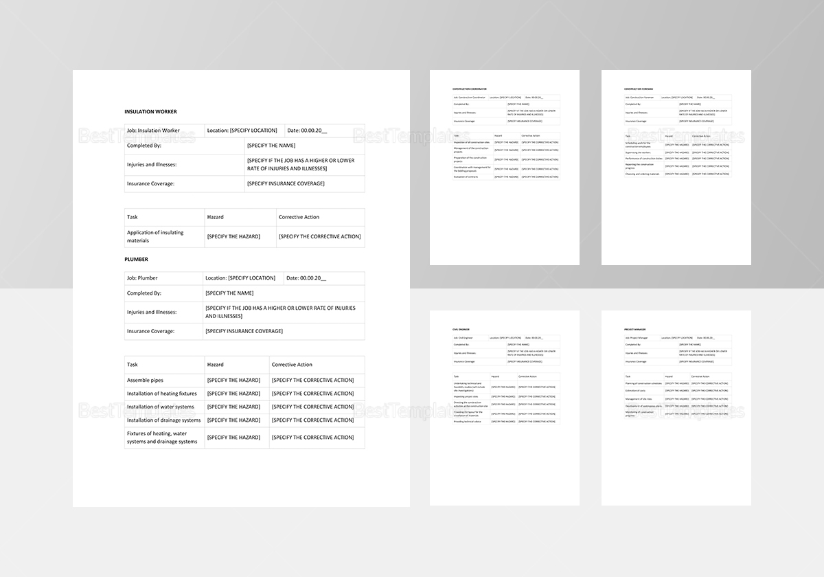 Job Hazard Analysis Template in Word, Apple Pages