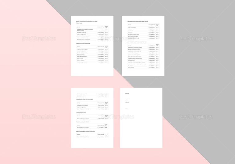 Engineering Quotation Template in Word, Apple Pages