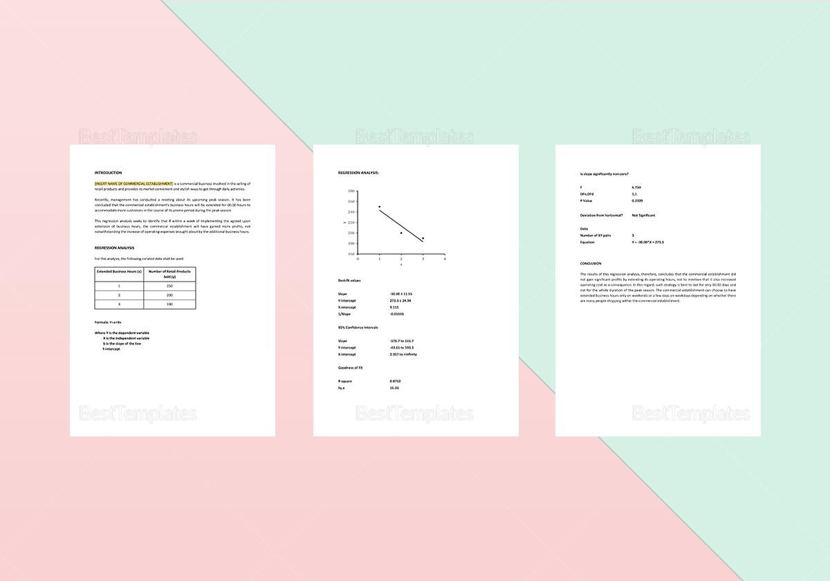 Regression Analysis Template in Word, Apple Pages