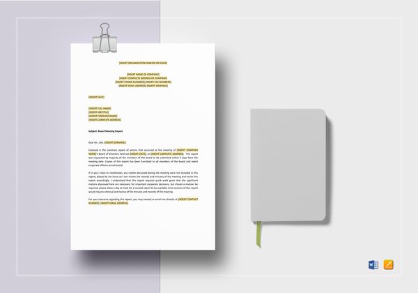 Board Meeting Report Template in Word, Apple Pages