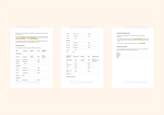 Food Price Quotation Template in Word, Apple Pages