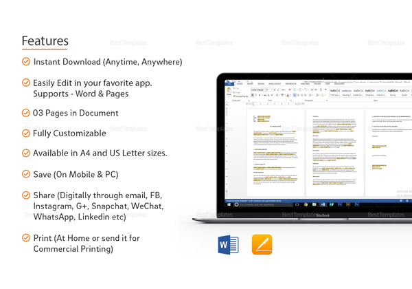 Financial Memo Template in Word, Apple Pages