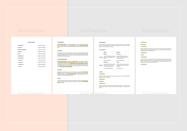 Simple SWOT Analysis Template in Word, Apple Pages