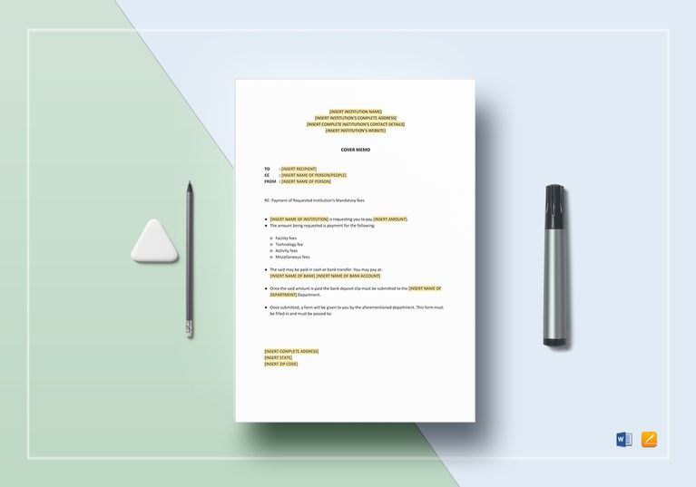 Cover Memo Template in Word, Apple Pages