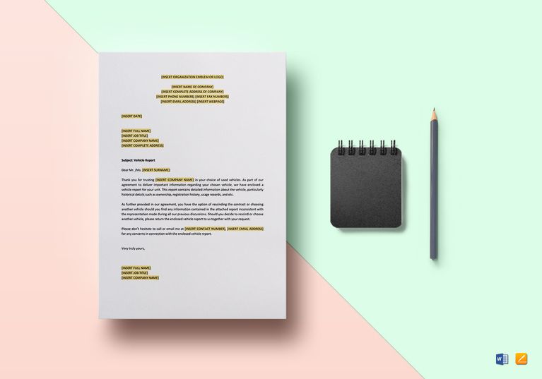 Vehicle Report Template in Word, Apple Pages