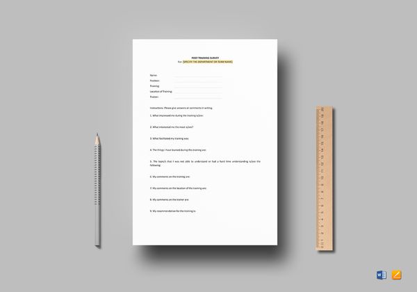 Post Training Survey Template in Word, Apple Pages