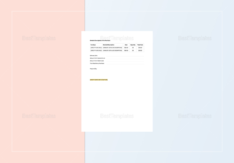 Machinery Purchase Quotation Template in Word, Apple Pages