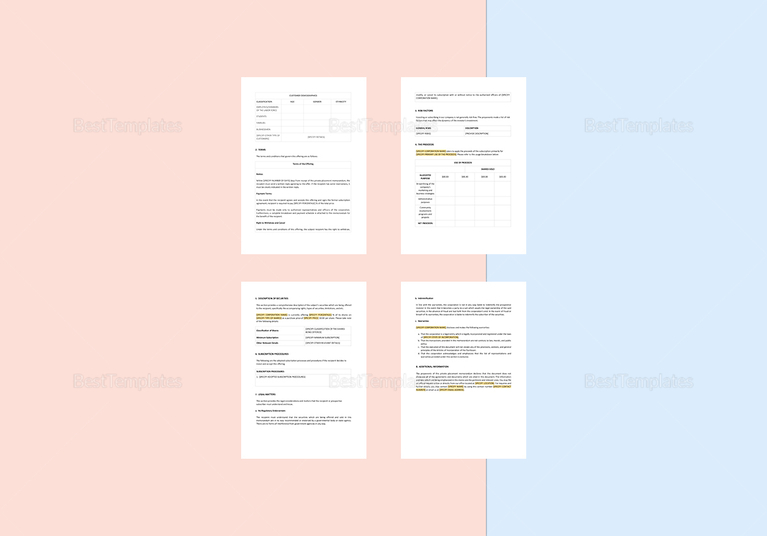 Private Placement Memo Template in Word, Apple Pages