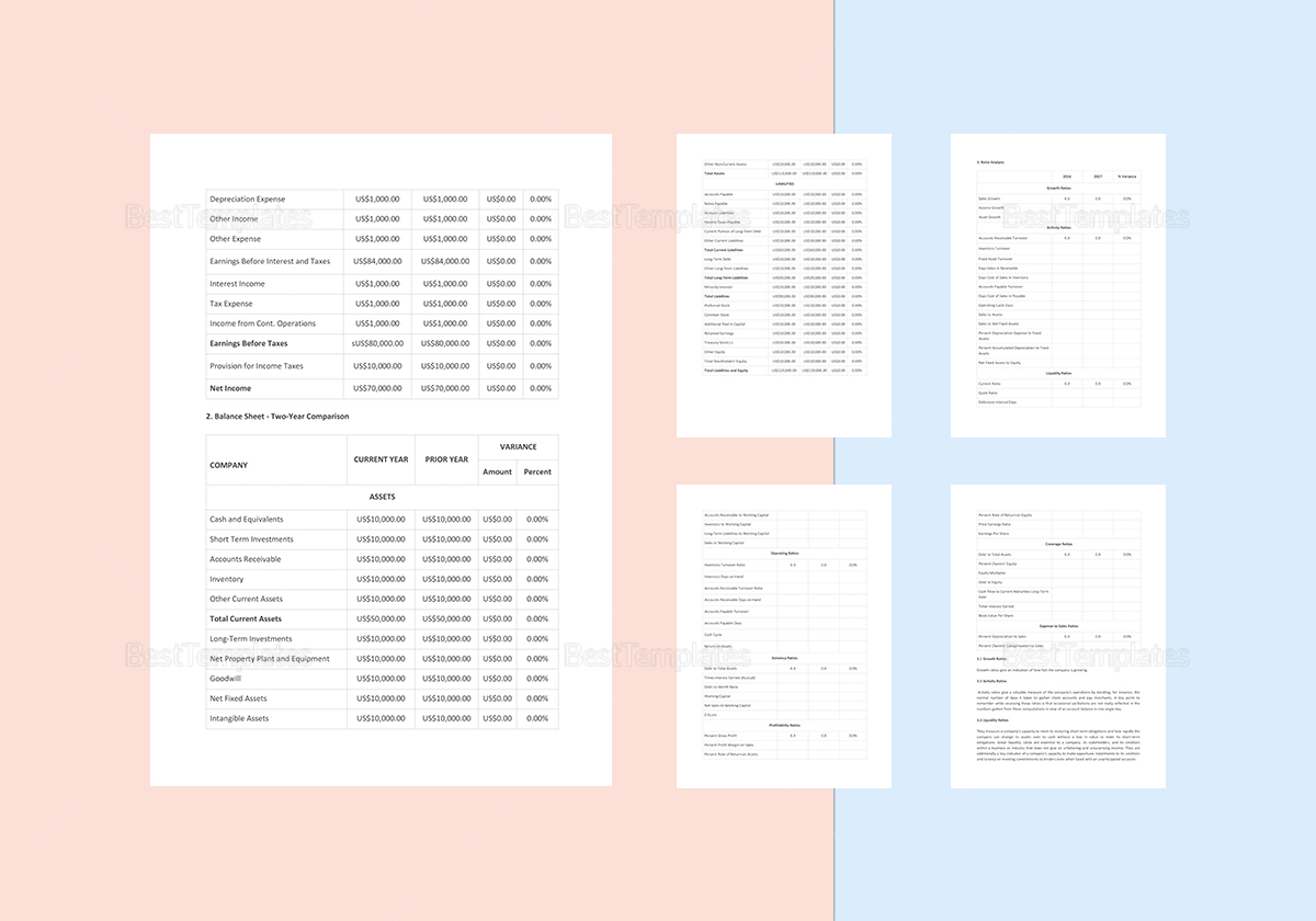 Company Financial Analysis Template in Word, Apple Pages