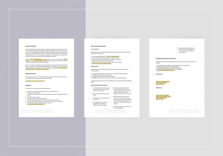 Email Marketing Report Template in Word, Apple Pages