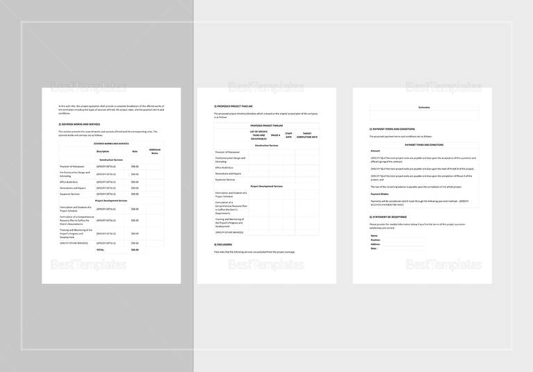Project Quotation Template in Word, Apple Pages