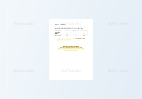 Consultancy Services Quotation Template in Word, Apple Pages