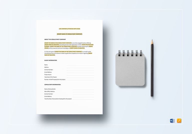 Consultancy Services Quotation Template in Word, Apple Pages