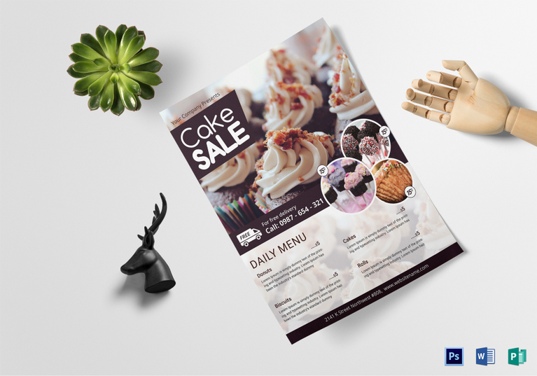 Cake Sale Flyer Design Template in PSD, Word, Publisher