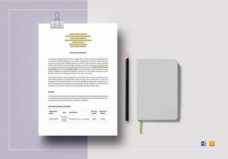 Conference Proposal Template in Word, Apple Pages