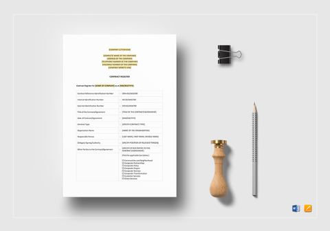 Contract Register Template in Word, Apple Pages
