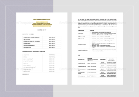 Inspection Report Template in Word, Apple Pages