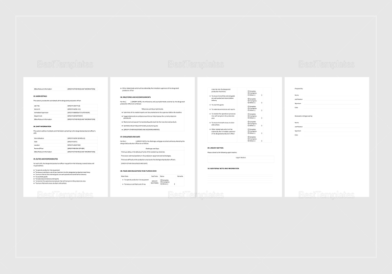 Shift Report Template in Word, Apple Pages