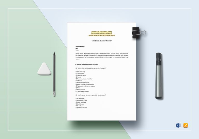 Employee Engagement Survey Template in Word, Apple Pages