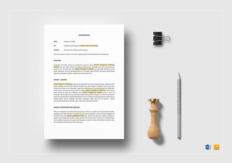 Reminder Memo Template in Word, Apple Pages