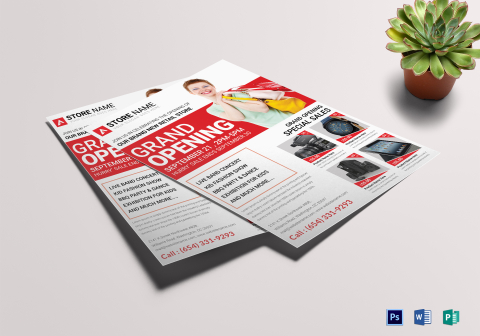 Store Grand Opening Flyer Design Template in Word, PSD, Publisher