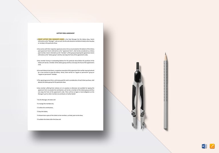 Lottery Pool Agreement Template in Word, Apple Pages