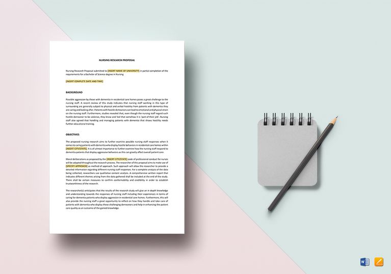 Nursing Research Proposal Template in Word, Apple Pages