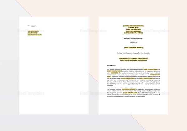 Property Valuation Report Template in Word, Apple Pages