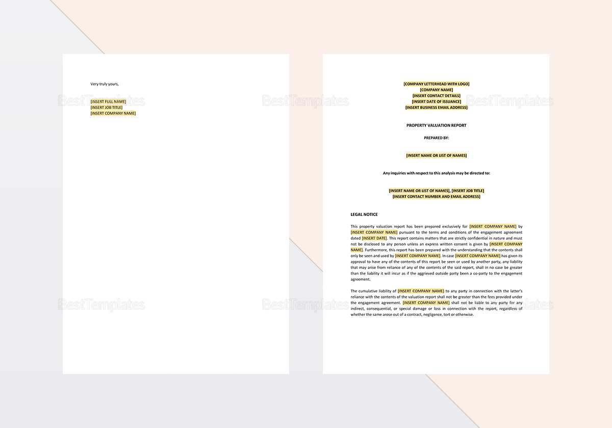 Property Valuation Report Template in Word, Apple Pages