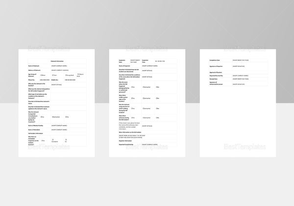 Fall Incident Report Template in Word, Apple Pages