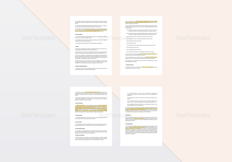 Framework Agreement Template in Word, Apple Pages